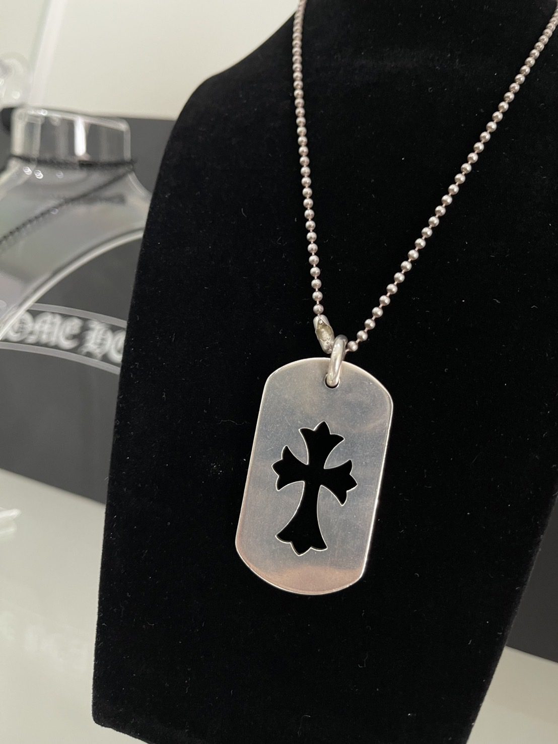 Chrome hearts cross dog tag - unluxury.-nbh